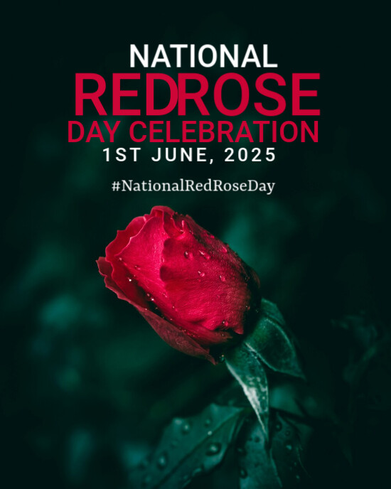 Black Joyful National Red Rose Day Instagram Portrait Template ...