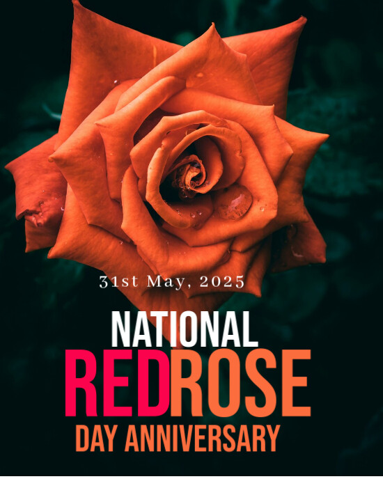Black Joyful National Red Rose Day Instagram Portrait Template ...