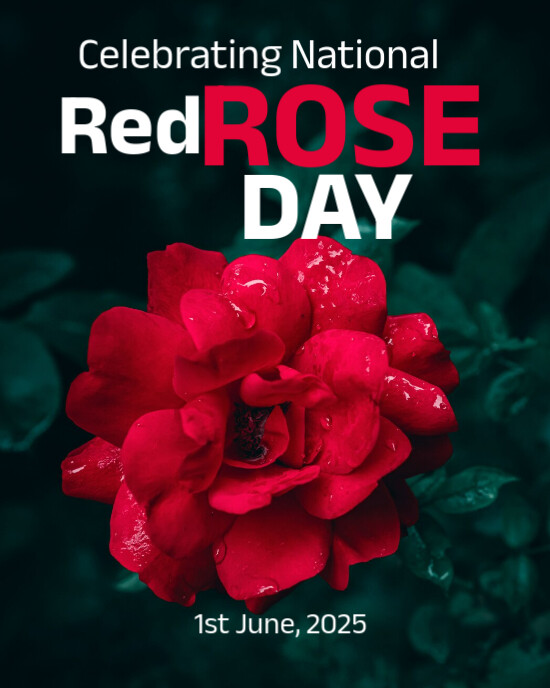 Copy of Black Joyful National Red Rose Day Instagram Portrait ...