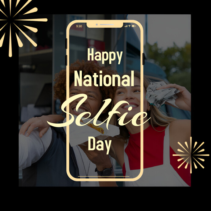 Black Joyful National Selfie Day Instagram P Template | PosterMyWall