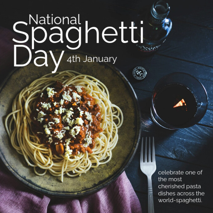 Black Joyful National Spaghetti Day Instagram Post Template | PosterMyWall