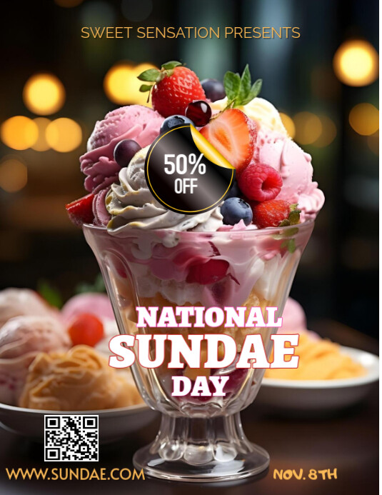 Copy of Black Joyful National Sundae Day Flyer (us Letter) | PosterMyWall
