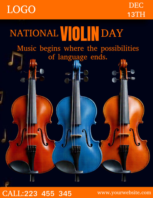Black Joyful National Violin Day Flyer Flyer (us Letter) Template ...