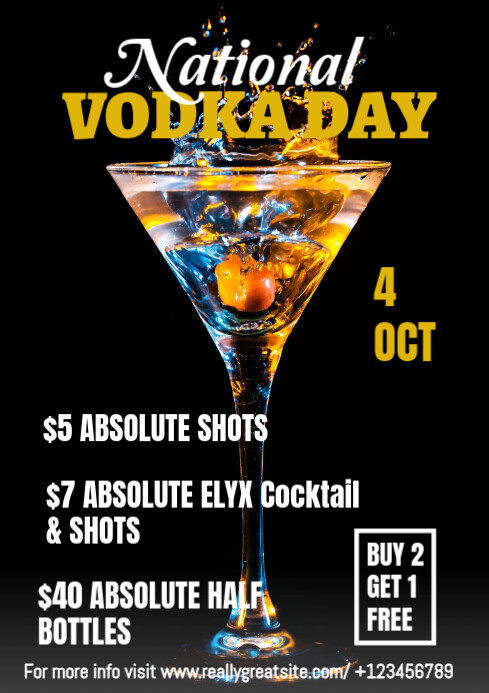 Modèle Black Joyful National Vodka Day flyer A4 | PosterMyWall