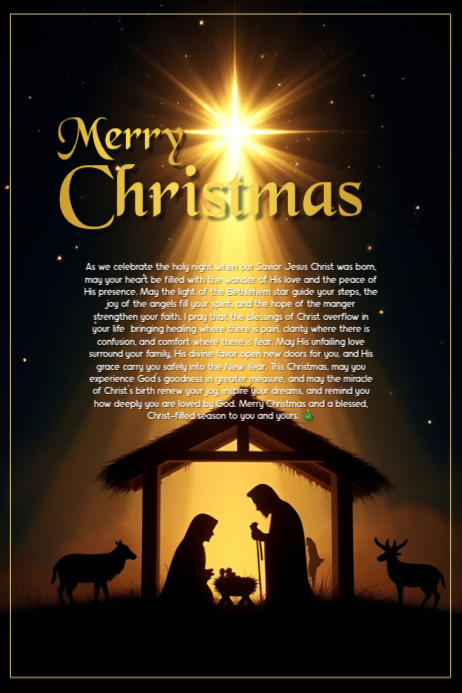 Black Joyful Nativity Christmas Greeting Poster Poster Template ...