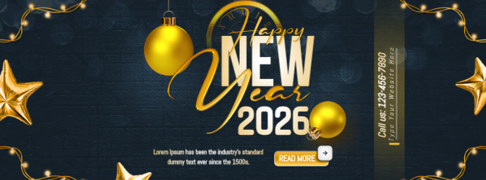 Black Joyful New Year,event, 2026 Facebook Cover Photo Template ...