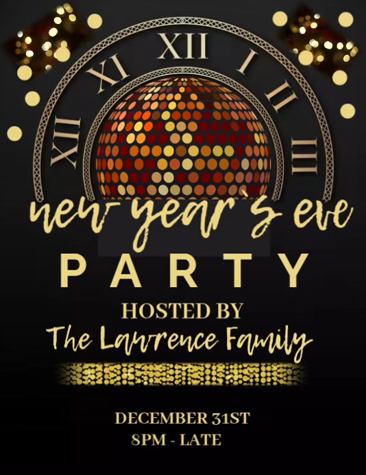 Black Joyful New Year`s Eve Party Video Invitation Flyer (us Letter ...