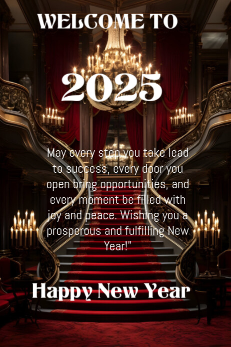 Black Joyful New Year Greeting Card Poster Template | PosterMyWall