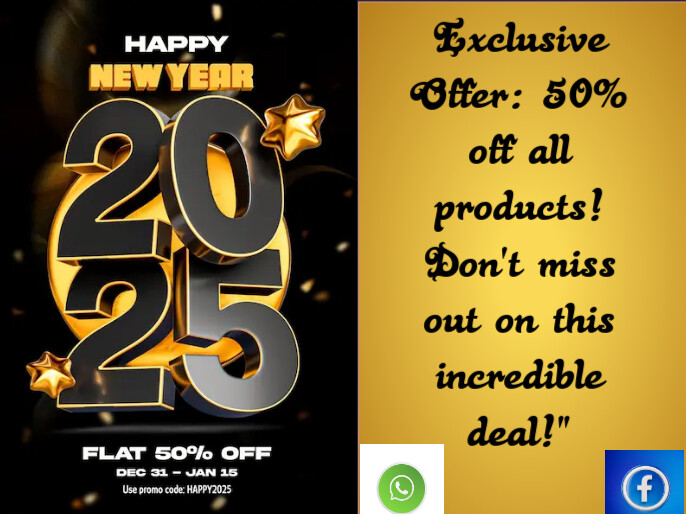 Black Joyful New Year Offer Presentation Template | PosterMyWall