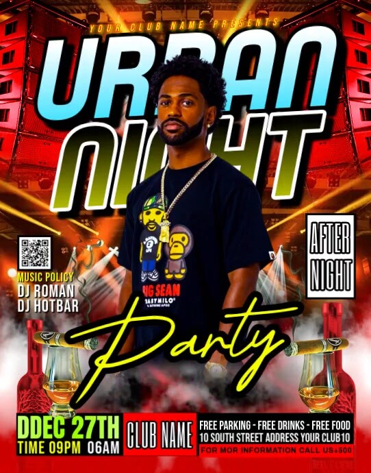 Black Joyful Night Club Party Flyer Poster/wallboard Template ...