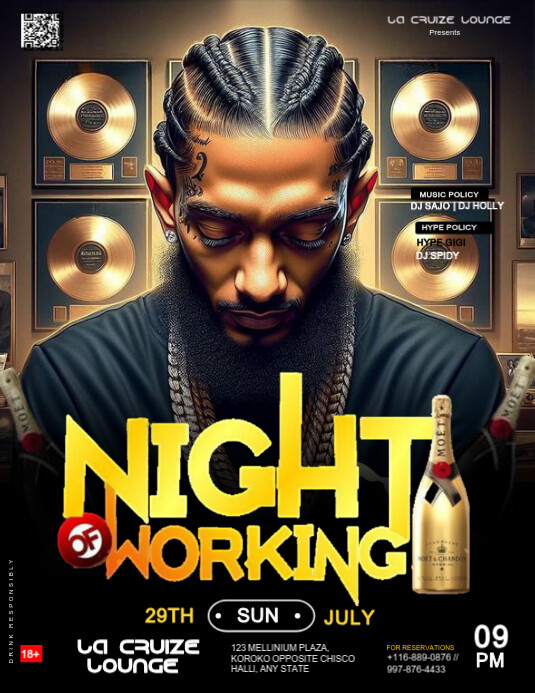 Black Joyful Night Of Working Flyer (us Letter) Template | PosterMyWall