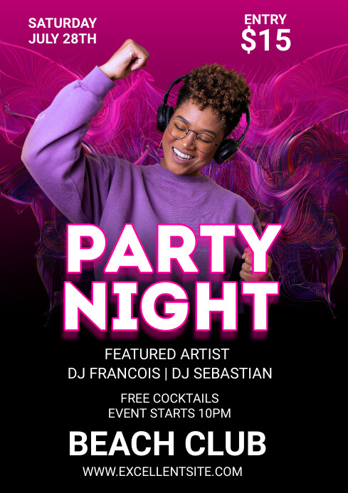 Plantilla de Black Joyful Night Party A4 | PosterMyWall
