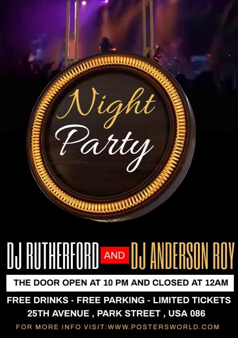 Black Joyful Night Party A4 Template | PosterMyWall