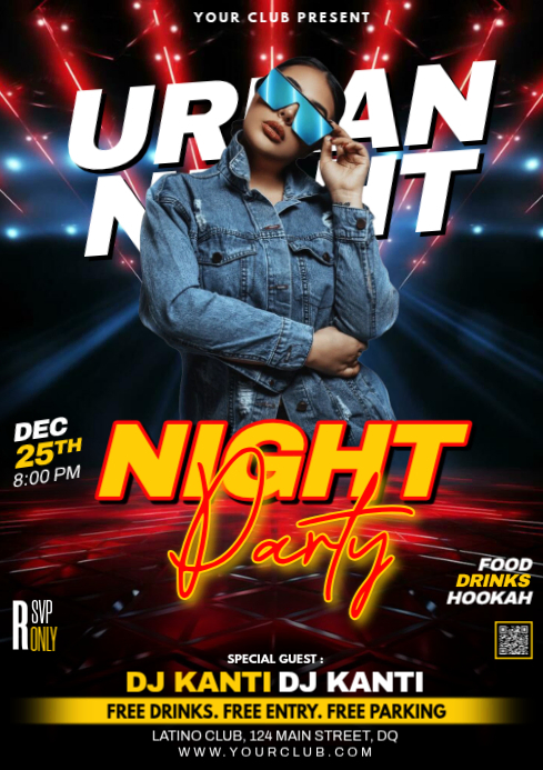 Black Joyful Night Party A4 Template | PosterMyWall