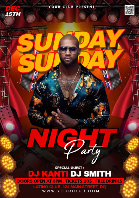 Black Joyful Night Party A4 Template | PosterMyWall