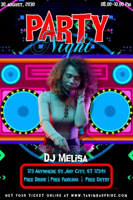 Black Joyful Night Party Design Free Poster Template | PosterMyWall
