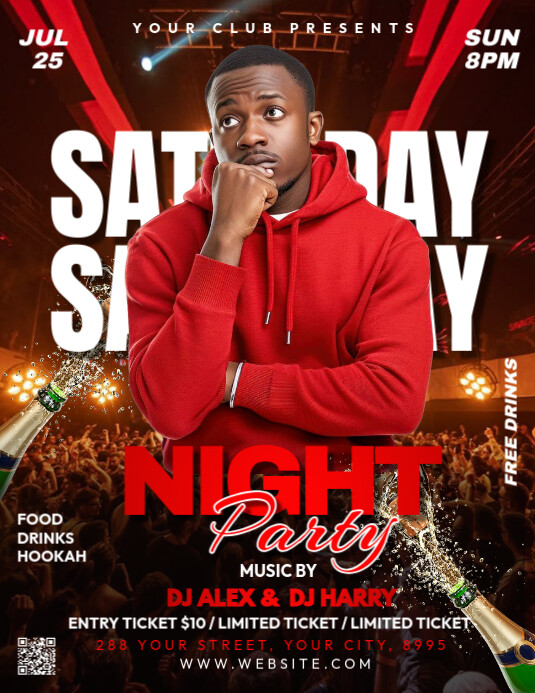 Black Joyful Night Party Flyer (us Letter) Template | PosterMyWall