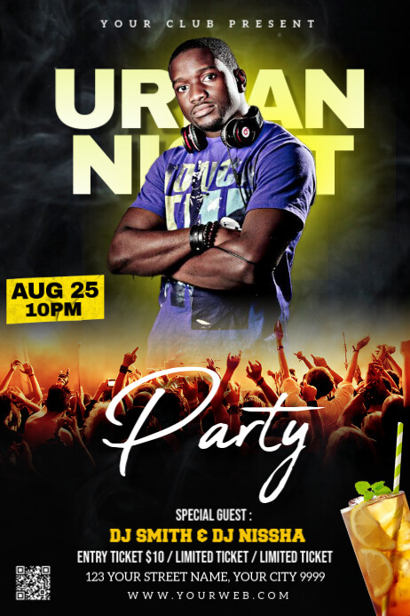Black Joyful Night Party Poster Template | PosterMyWall