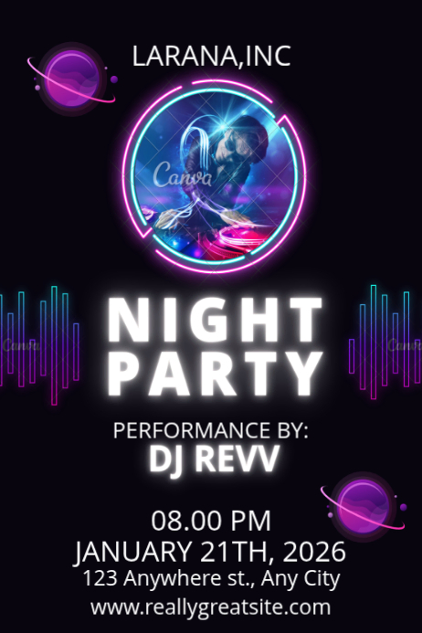 Black Joyful Night Party Poster Template | PosterMyWall