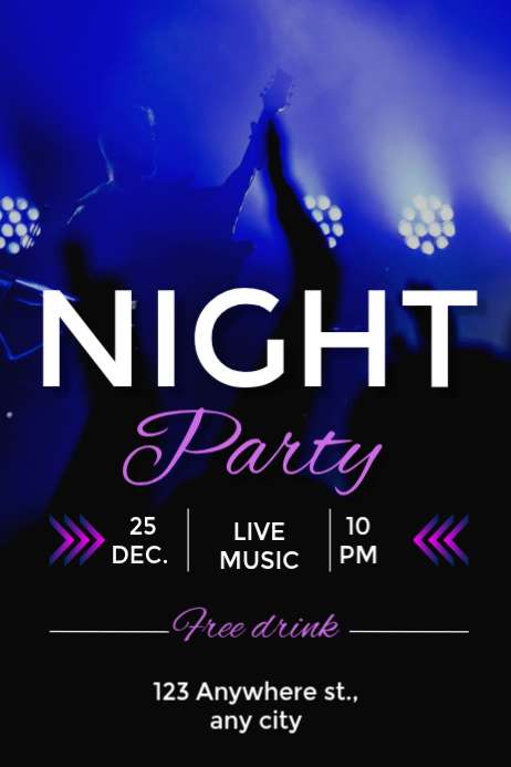 Black Joyful Night Party Poster Template | PosterMyWall