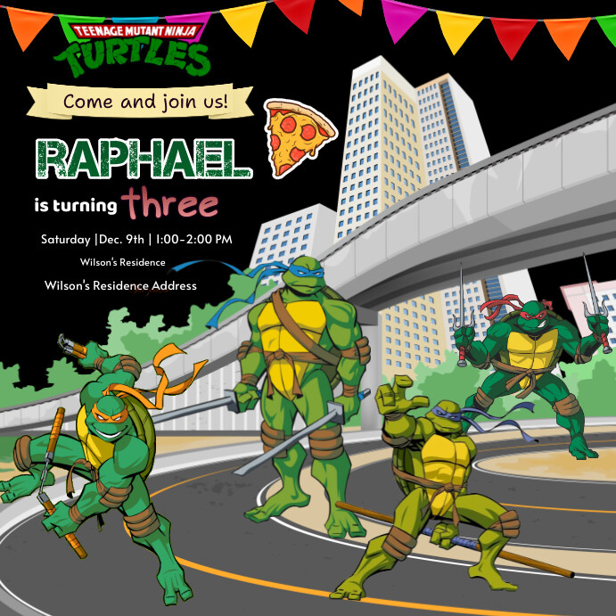 Black Joyful Ninja Turtle Instagram Post Template | PosterMyWall