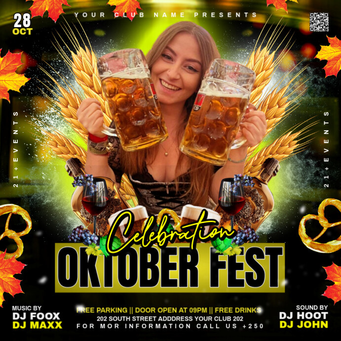Black Joyful Oktober Fest Celebration Flyer Instagram Post Template ...