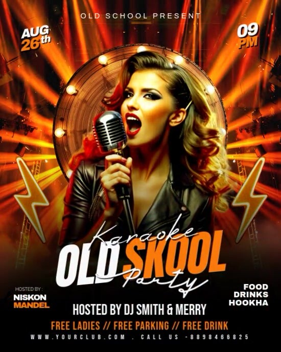 Black Joyful Old School Karaoke Party Instagram Portrait Template ...