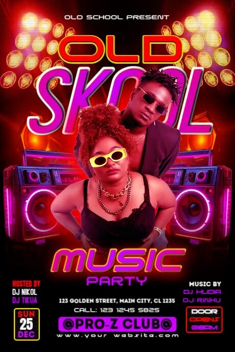 Black Joyful Old Skool And Karaoke Night Flyer Poster Template | PosterMyWall