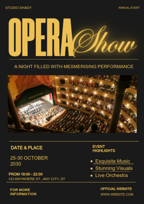 Black Joyful Opera Show A4 Templat | PosterMyWall
