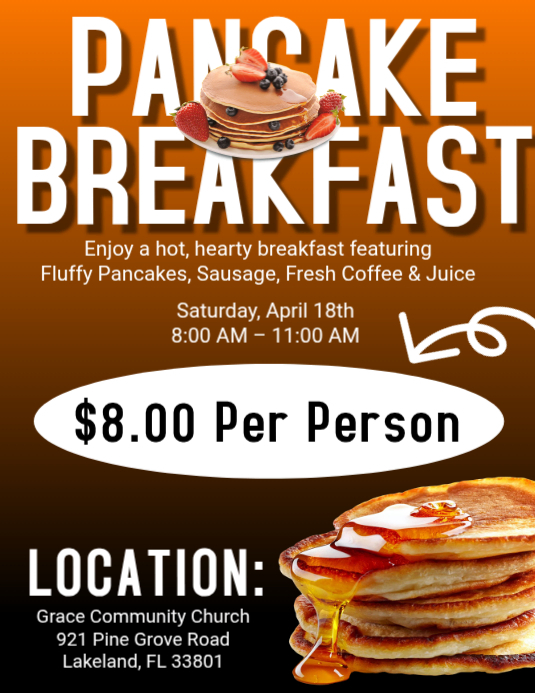 Black Joyful Pancake Breakfast Event Flyer Template | PosterMyWall