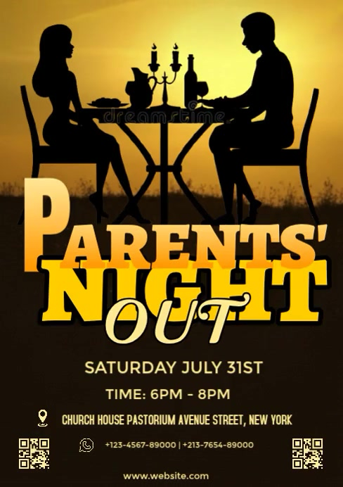 Black Joyful Parents Night Out Event Flyer - Elegant Romantic Dinner ...