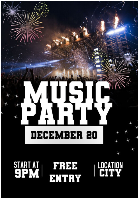 Black Joyful Party Flyers A5 Template | PosterMyWall