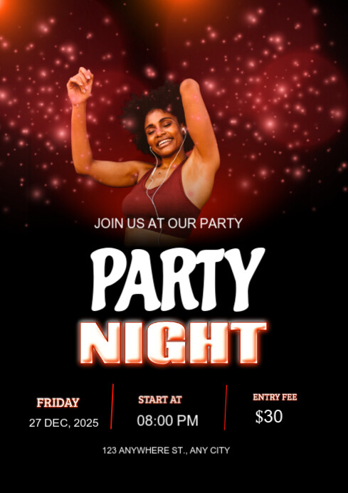 Black Joyful Party Night A4 Templat | PosterMyWall