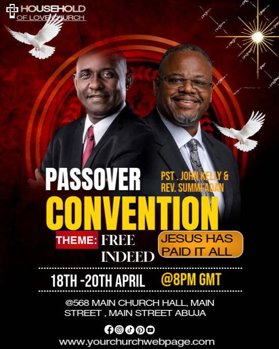 Plantilla de Black Joyful Passover Convention Church Service Instagram ...