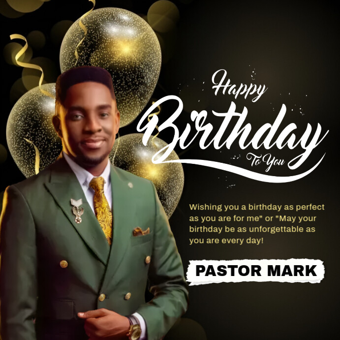 Black Joyful Pastors Birthday Post Square (1:1) Template | PosterMyWall