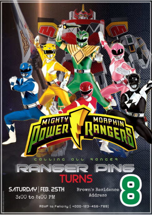 Copy of Black Joyful Power Ranger Birthday A4 | PosterMyWall