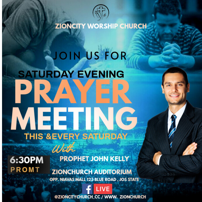 Copy of Black Joyful Prayer Meeting Church Service Instagram Post ...