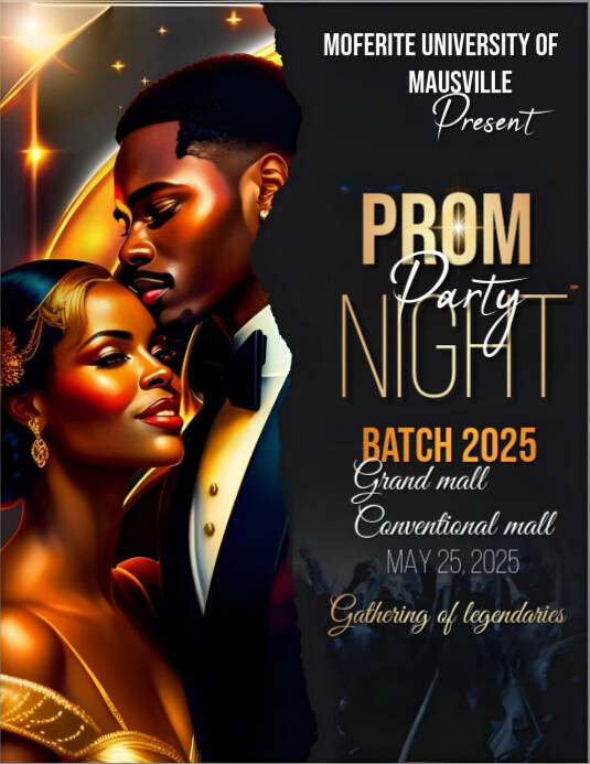 Plantilla de Black Joyful Prom Night Poster Flyer (us Letter ...