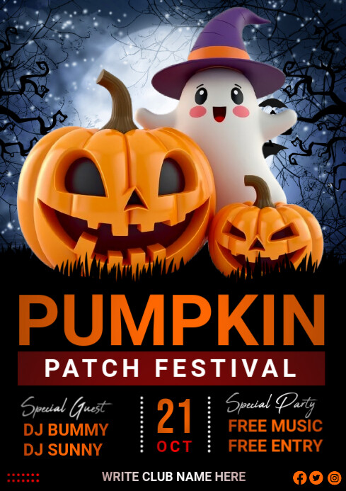 Modèle Black Joyful Pumpkin Patch Festival A4 | PosterMyWall