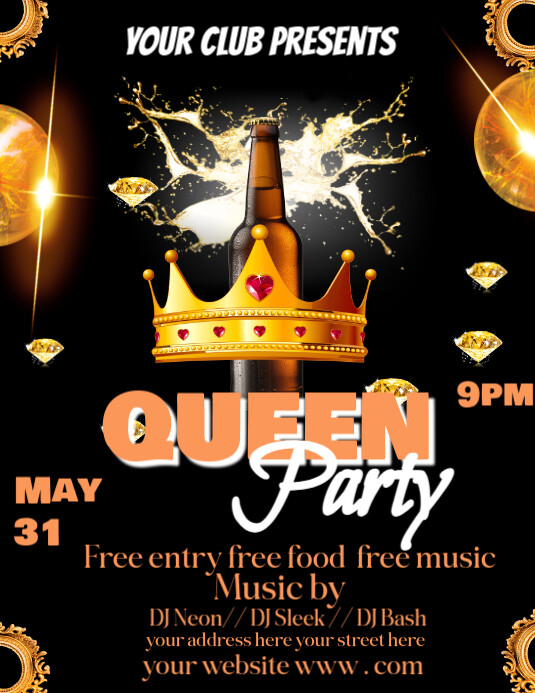 Copy of Black Joyful Queen Party Flyer (us Letter) | PosterMyWall