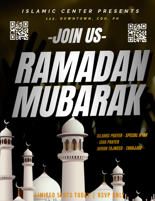 Black Joyful Ramadan Illustrative Flyer (us Letter) Templat | PosterMyWall