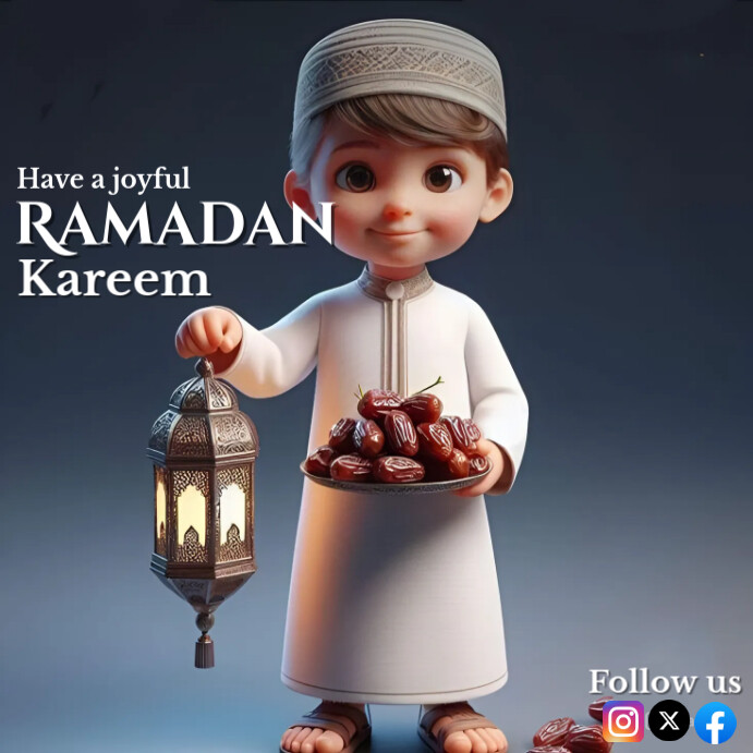 Black Joyful Ramadan Kareem Greeting Card Template Instagram Post ...