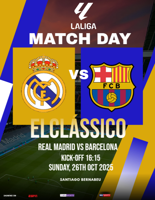 Black Joyful Real Madrid Vs Barcelona Flyer (us Letter) Template ...