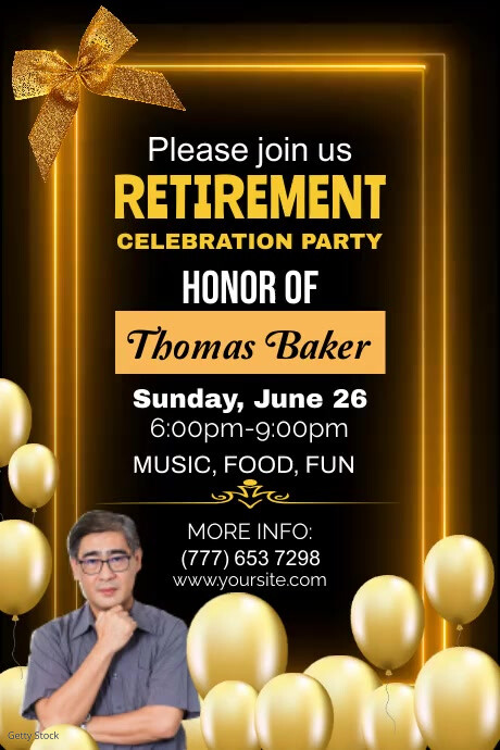 Black Joyful Retirement Party Poster Template | PosterMyWall