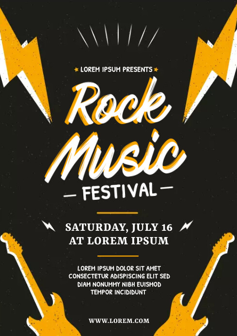 Black Joyful Rock Music A4 Template | PosterMyWall