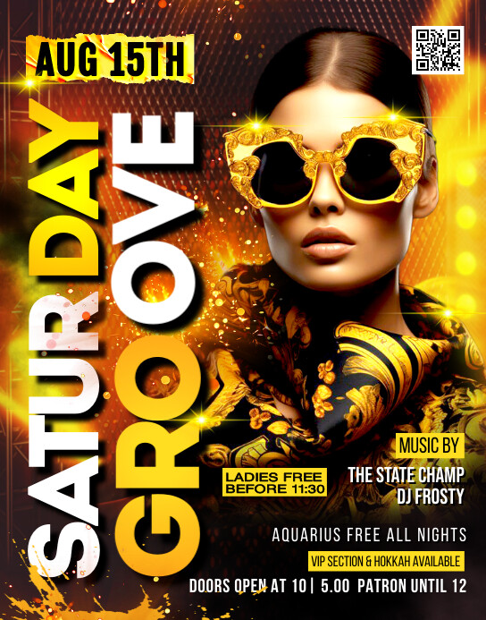 Black Joyful Saturday Groove Template | PosterMyWall