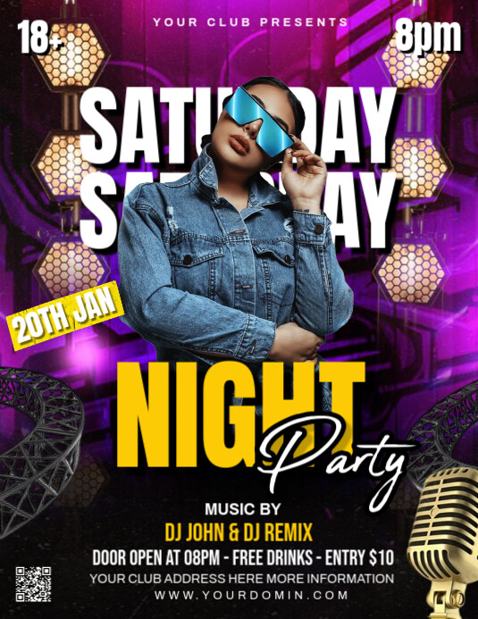 Black Joyful Saturday Night Party Flyer (us Letter) Template | PosterMyWall
