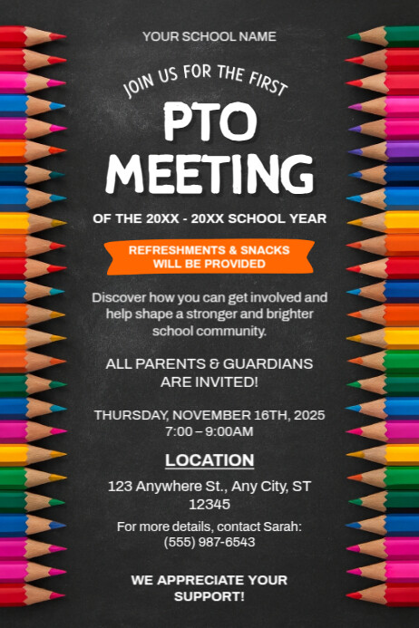 Black Joyful School Pto Meeting Poster Template | PosterMyWall