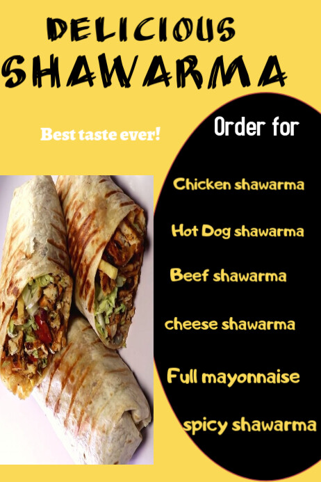 Plantilla de Black Joyful Shawarma Poster | PosterMyWall