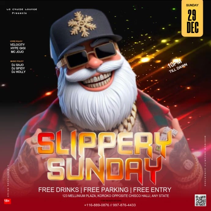 Black Joyful Slippery Sunday Square (1:1) Template | PosterMyWall